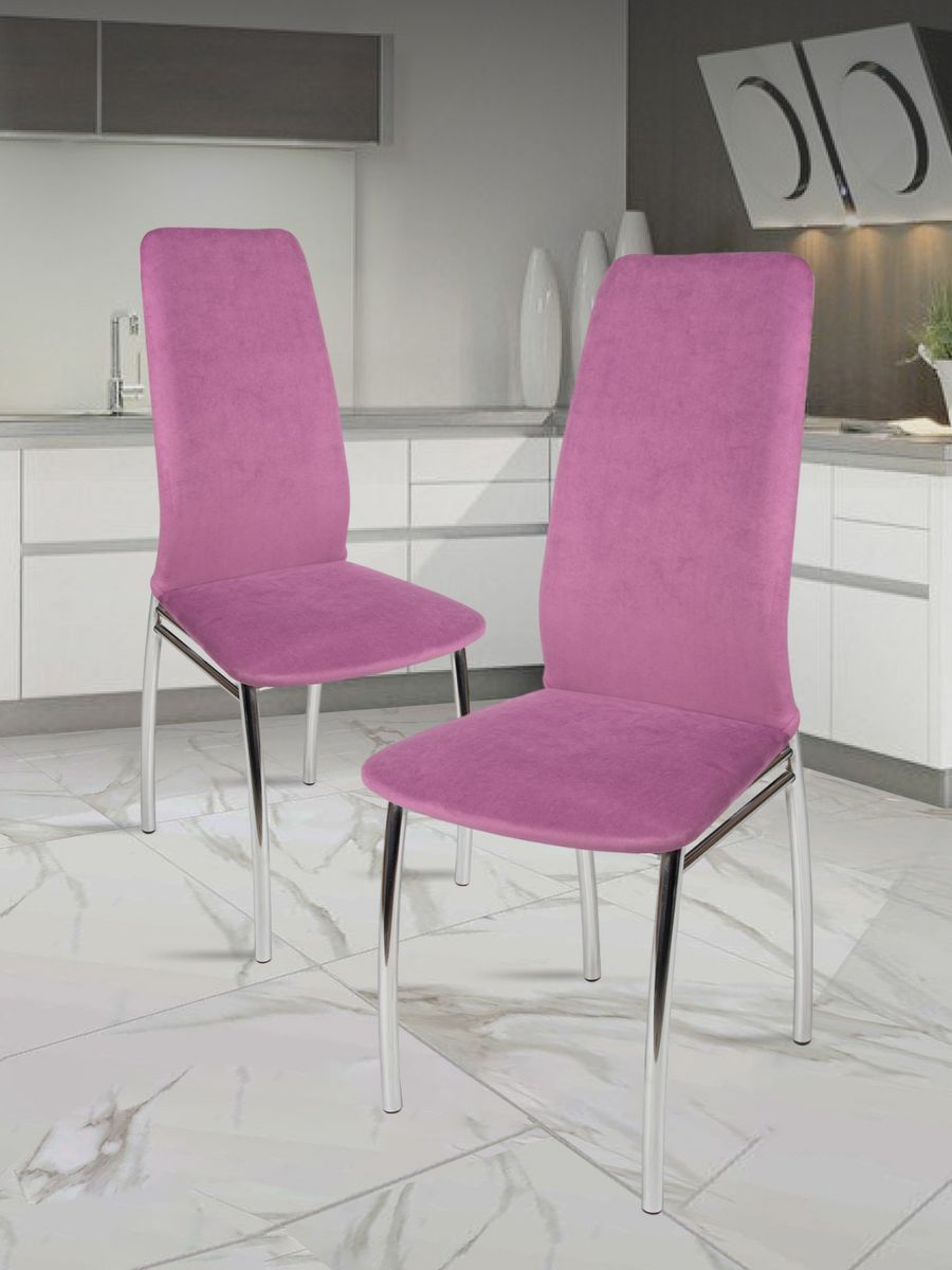 Кухонные стулья мягкие со спинкой Мебель Хром 2 шт сиреневый