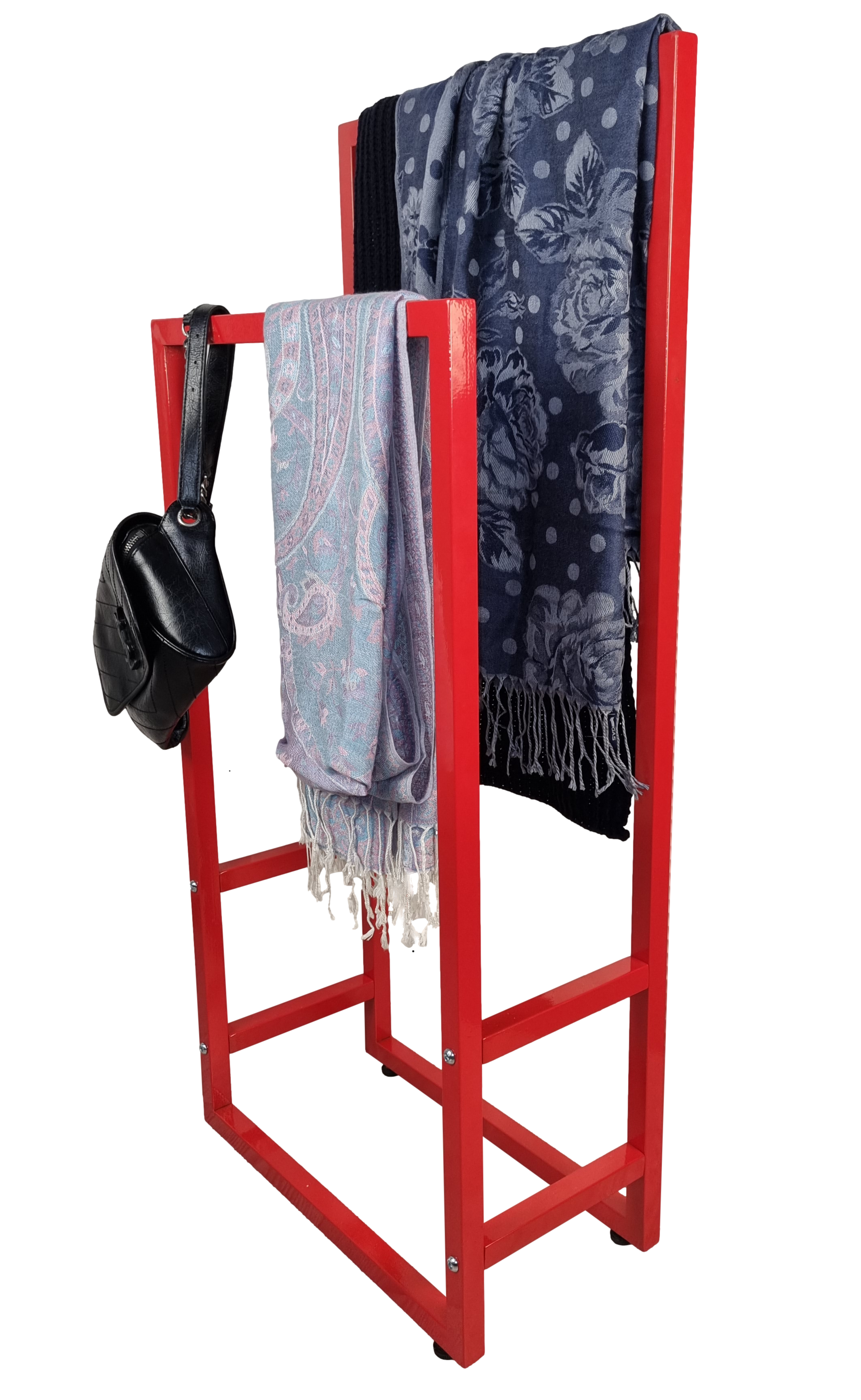 Вешалка напольная для одежды в стиле Лофт. 48х25х110см Высота стоек 110 и 90см. Красная