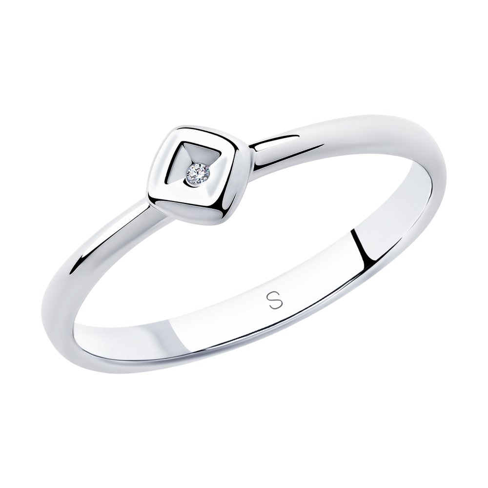 Кольцо из серебра с бриллиантом р. 16.5 SOKOLOV 87010025