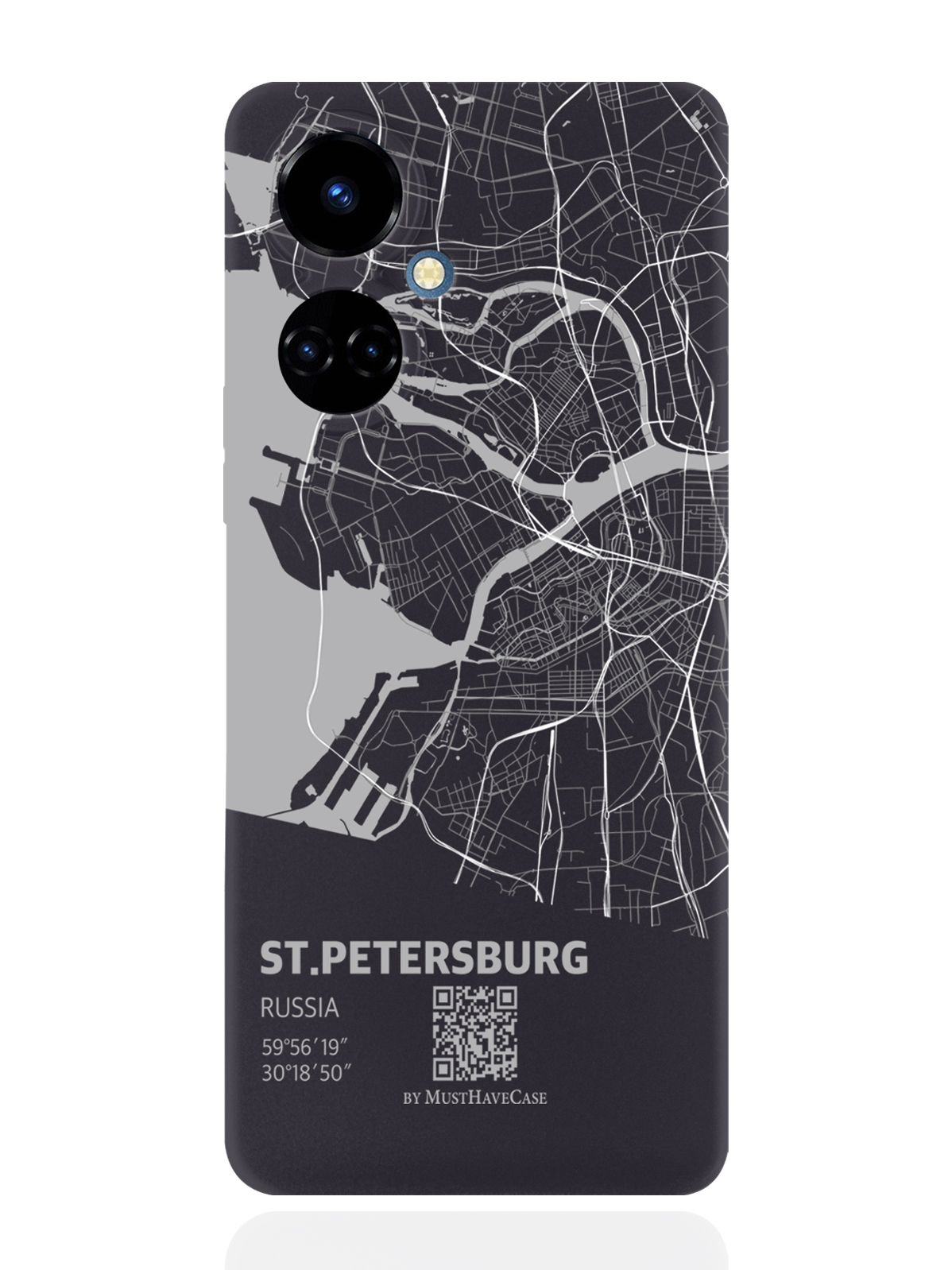 Чехол MustHaveCase для Tecno Camon 19/19 Pro 4G Карта Санкт-Петербурга черный