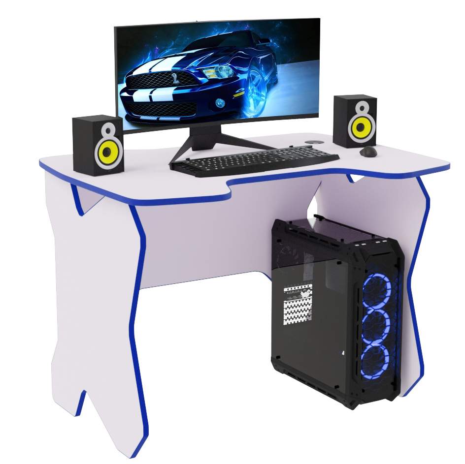 Компьютерный геймерский стол PROGamer Скай 110х72х75 белый/синий