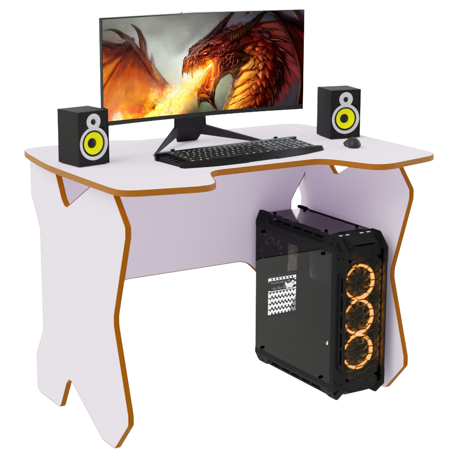 Компьютерный геймерский стол PROGamer Скай 110х72х75 белый/оранжевый