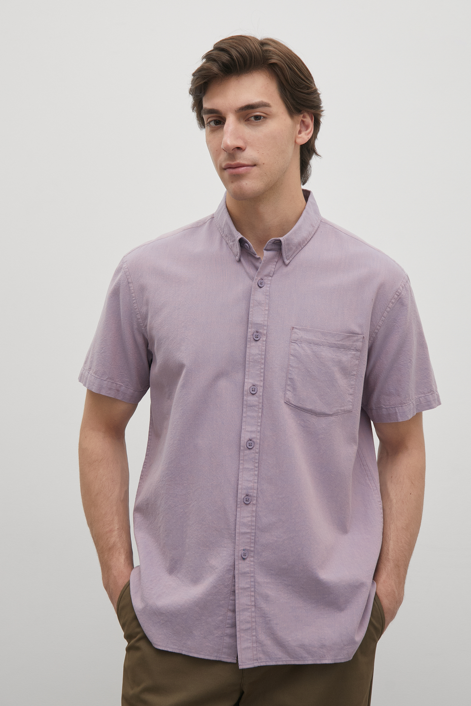 Рубашка мужская Finn Flare FSC21004 фиолетовая S
