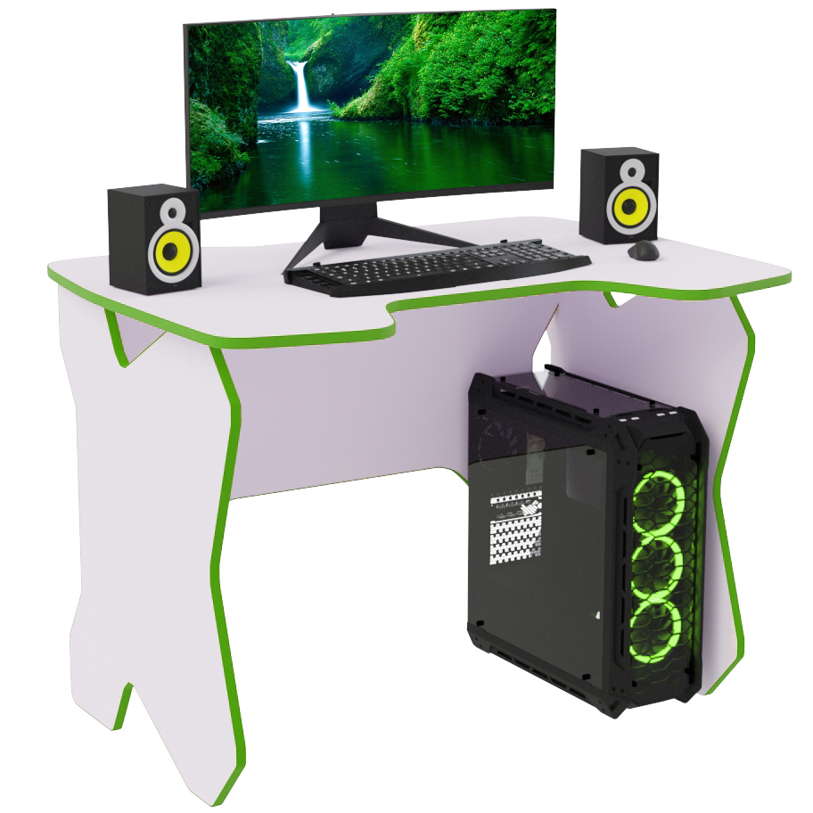 Компьютерный геймерский стол PROGamer Скай 113х72х75 белый/зеленый