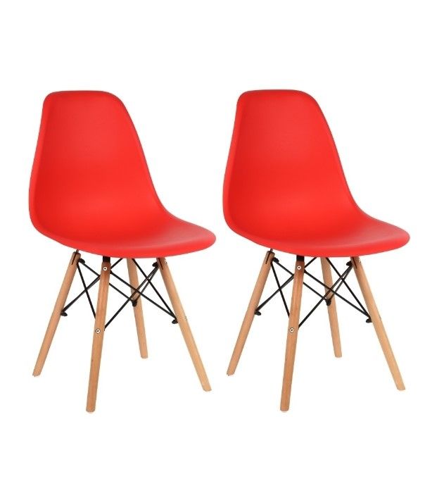 Стул для кухни СтулБержи EAMES DSW, деревянные ножки, 2 шт., красный