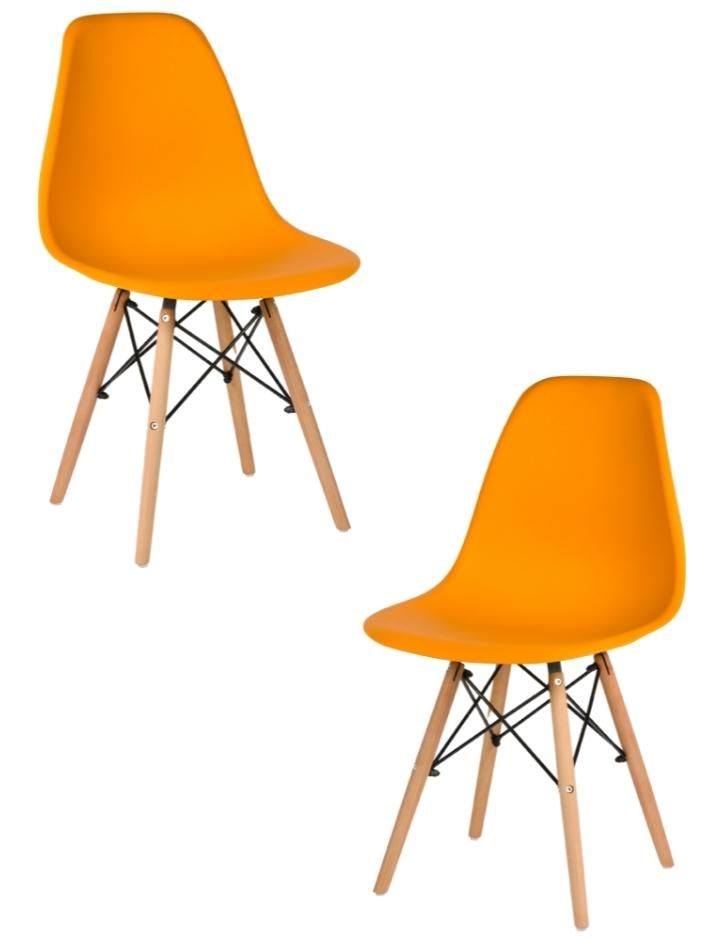 Стул для кухни СтулБержи EAMES DSW, деревянные ножки, 2 шт., оранжевый