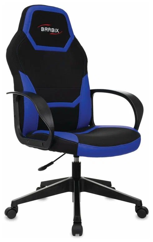 Компьютерное кресло Brabix Alpha GM-018 ткань, экокожа Black-Blue 532638