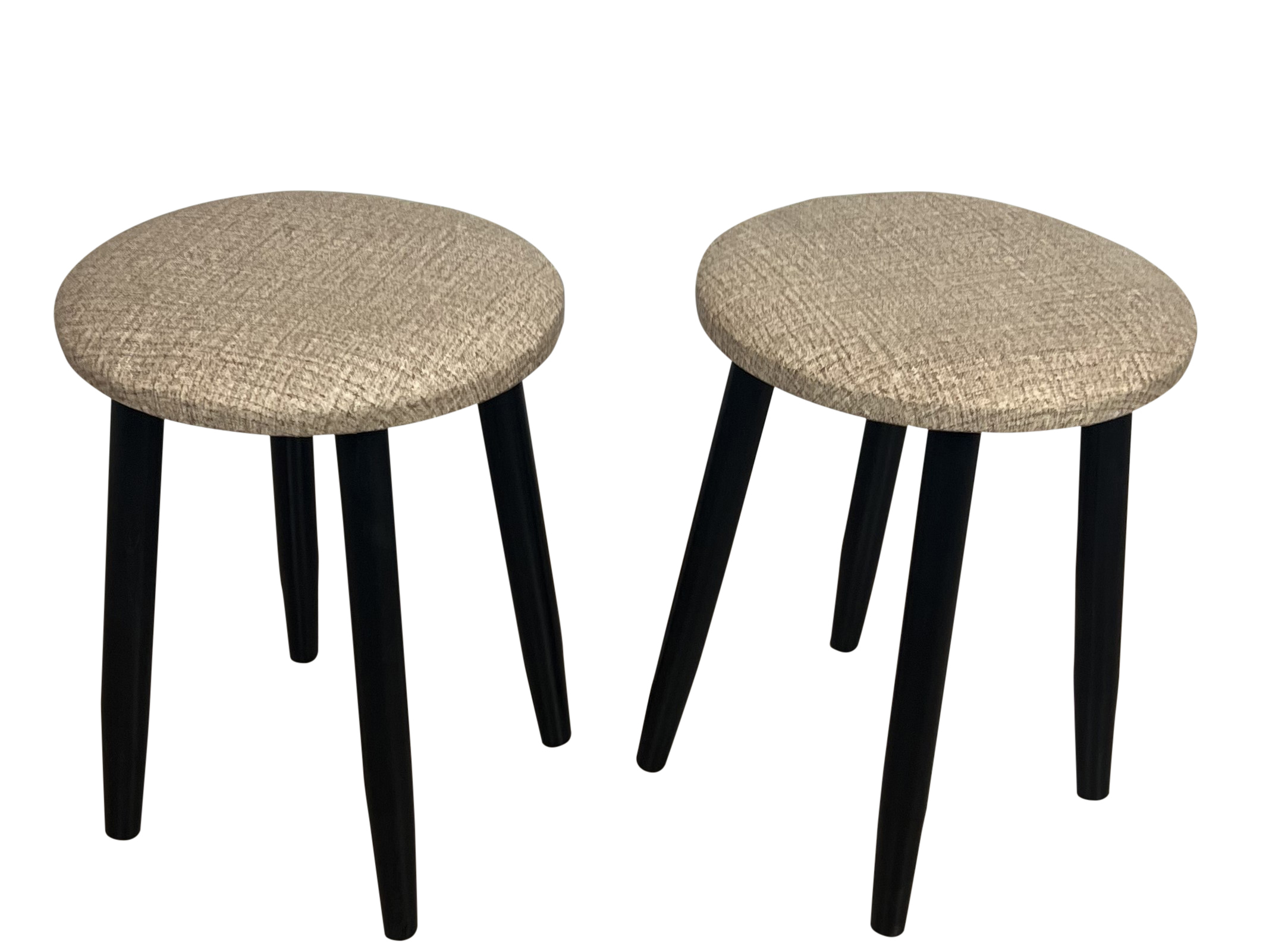 Комплект табуретов Solarius Мокка, круглые сиденья бежевого цвета на черных ножках, 2 шт.