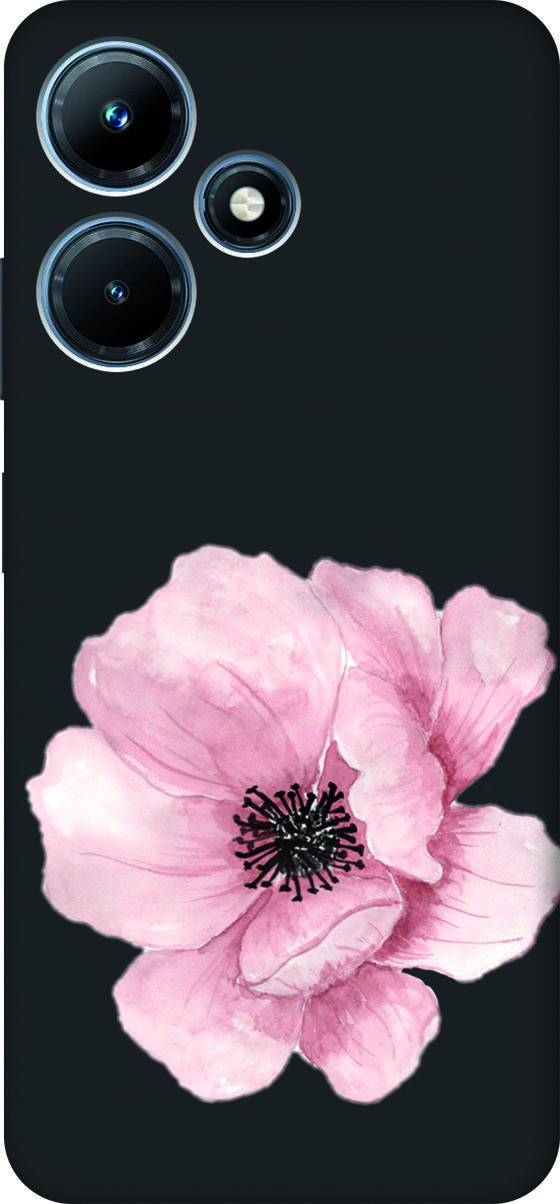 Чехол на Infinix Hot 30i "Pink Flower" черный