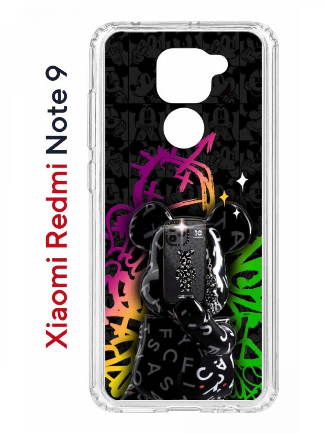 Чехол на Redmi Note 9 Kruche Print Микки Маус,противоударный бампер,с защитой камеры