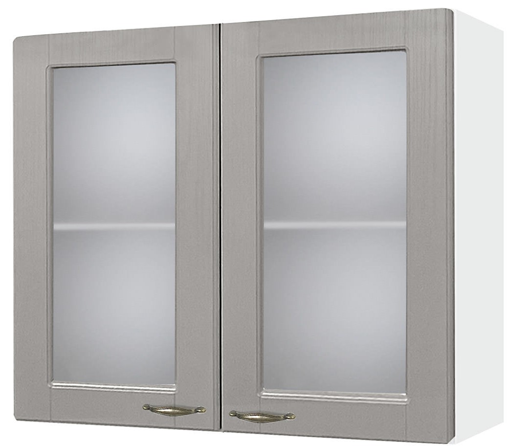 Кухонный навесной шкаф Нева 80 см. со стеклом МДФ Латте (ВС 800)