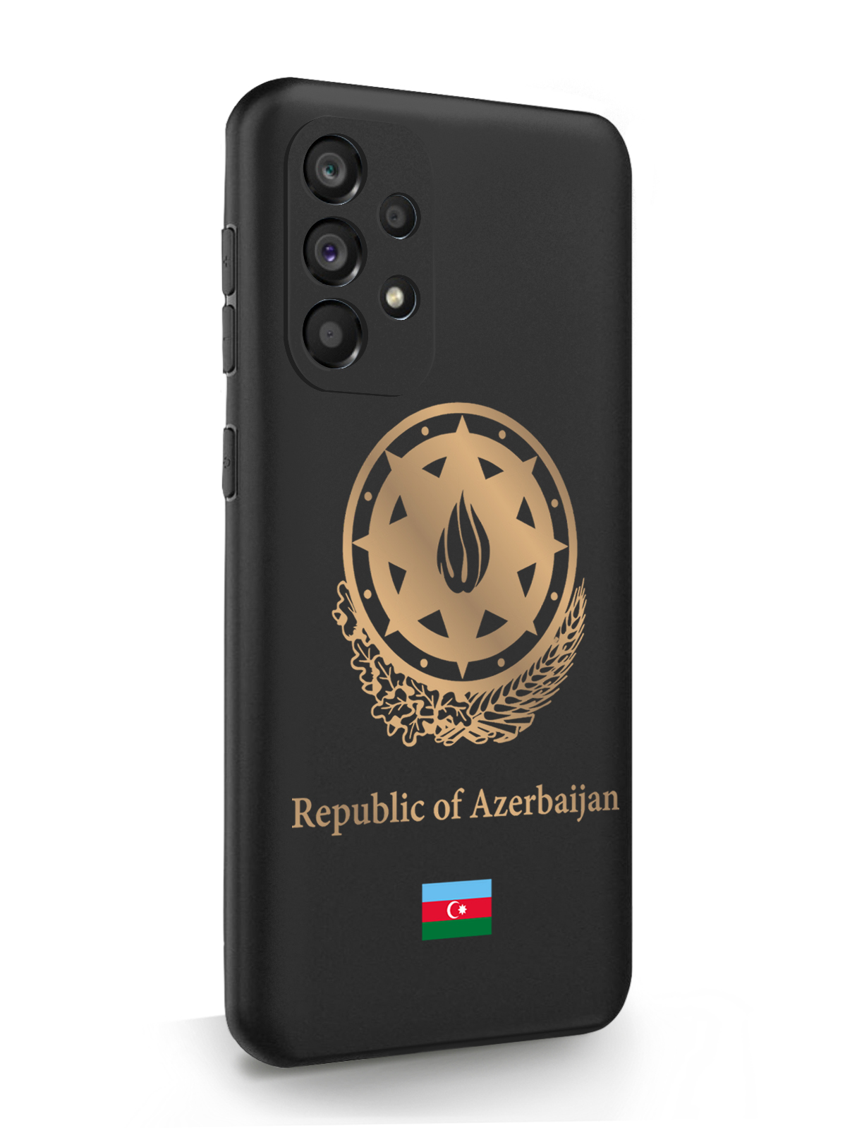 Чехол SignumCase для Samsung Galaxy A53 Золотой Герб Азербайджана, черный