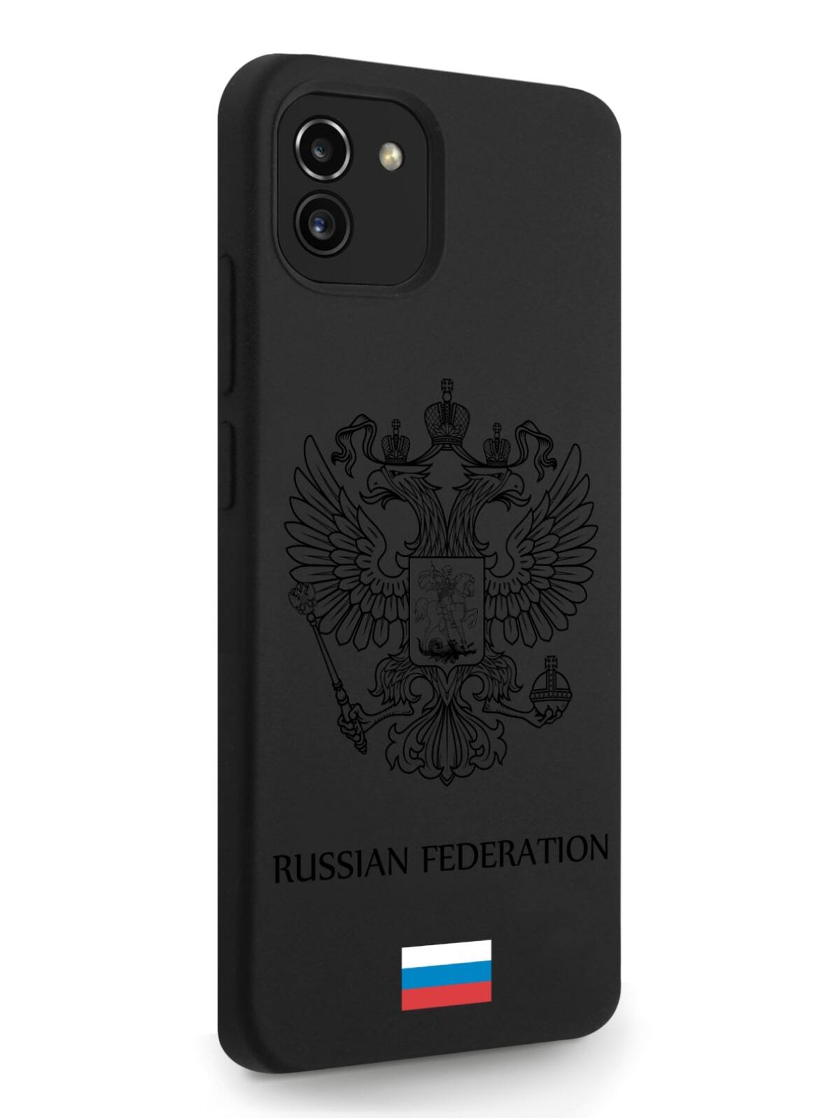 Чехол MustHaveCase для Samsung Galaxy A03 Черный лаковый Герб Россия черный