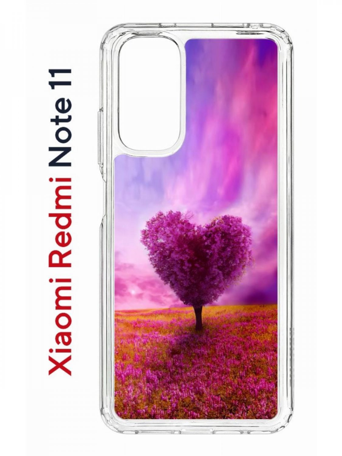 Чехол на Xiaomi Redmi Note 11/11S Kruche Print Pink heart,противоударный бампер с принтом