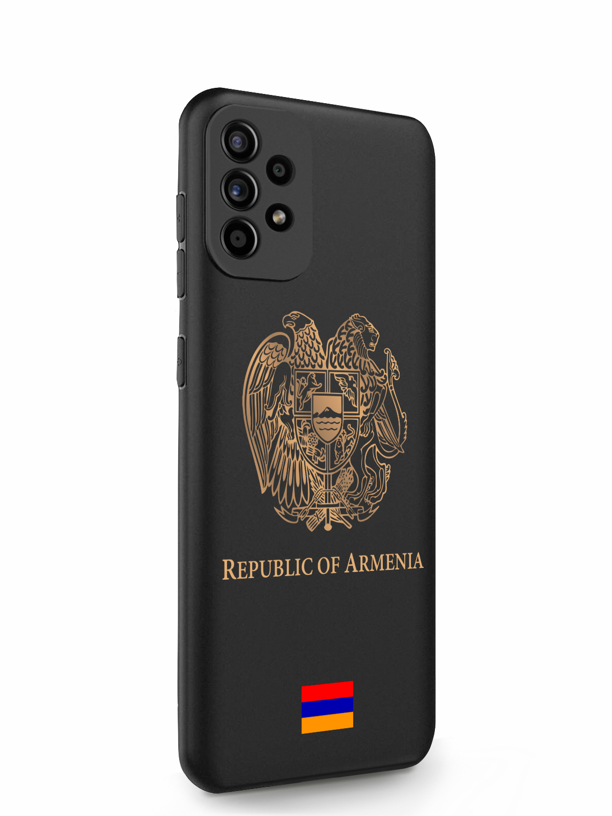 Чехол SignumCase для Samsung Galaxy A52 Золотой Герб Армении черный
