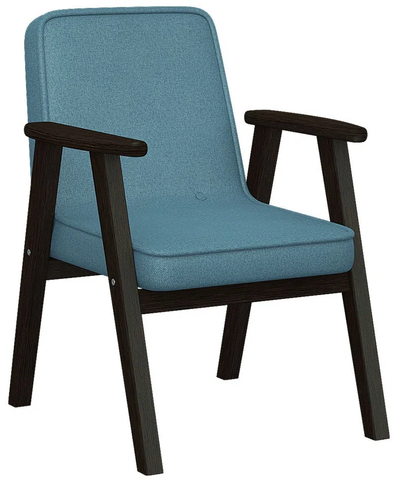 Кресло Мебелик Ретро ткань голубой, каркас венге
