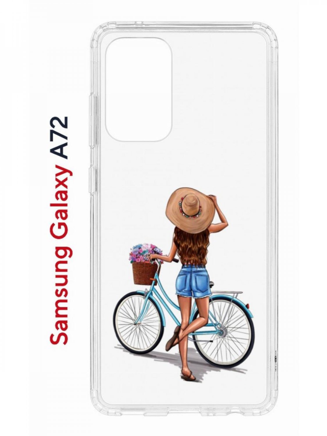 Чехол на Samsung A72 с принтом Kruche Print Велосипедная прогулка,противоударный бампер