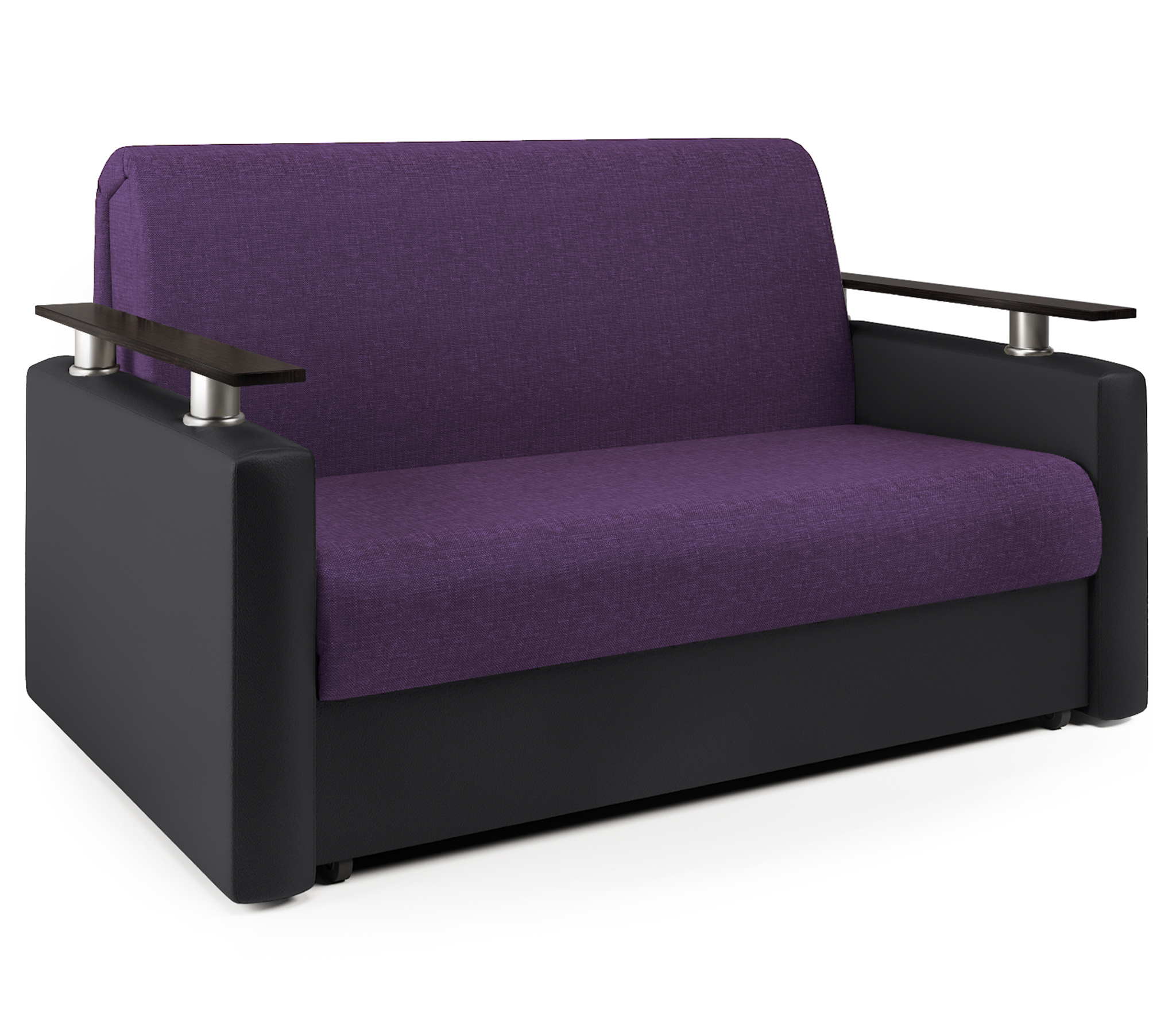 Диван-кровать Шарм-Дизайн Шарм 140 фиолетовая рогожка и черная экокожа