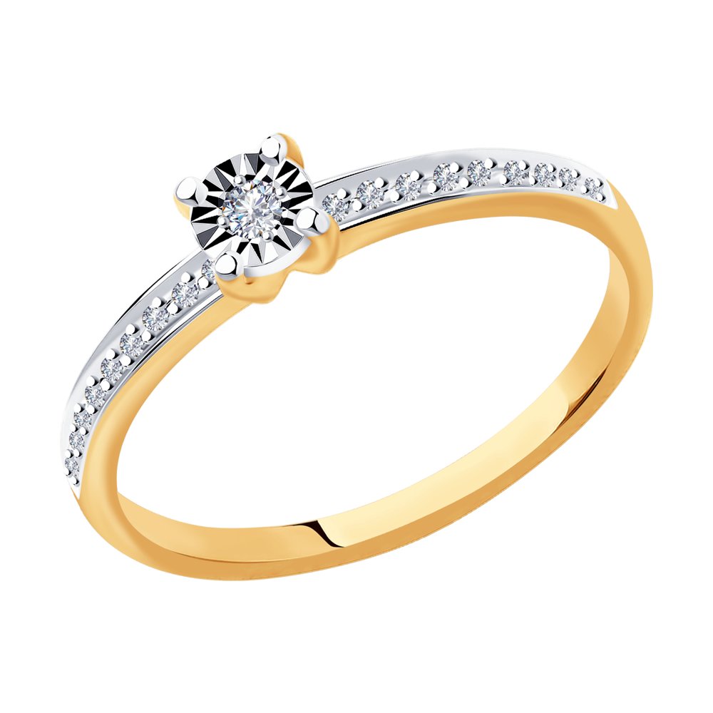 Кольцо помолвочное из комбинированного золота р. 16,5 SOKOLOV Diamonds 1011979, бриллиант