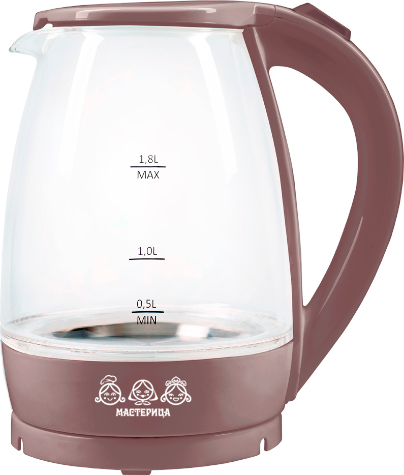 Чайник электрический Мастерица ЕК-1801G 1.8 л Transparent, Brown