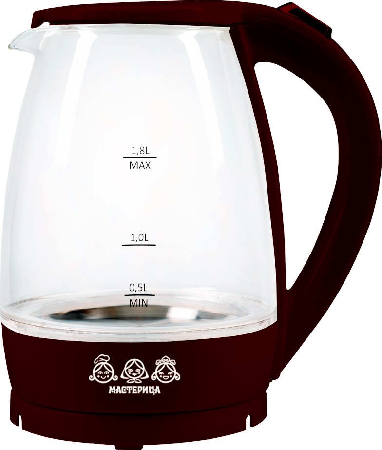 Чайник электрический Мастерица ЕК-1801G 1.8 л Transparent, Brown
