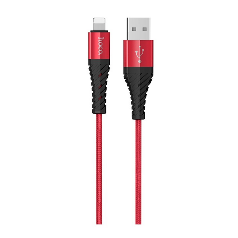 Дата-кабель USB 2.1A для Lightning 8-pin Hoco X38 нейлон 1м Red