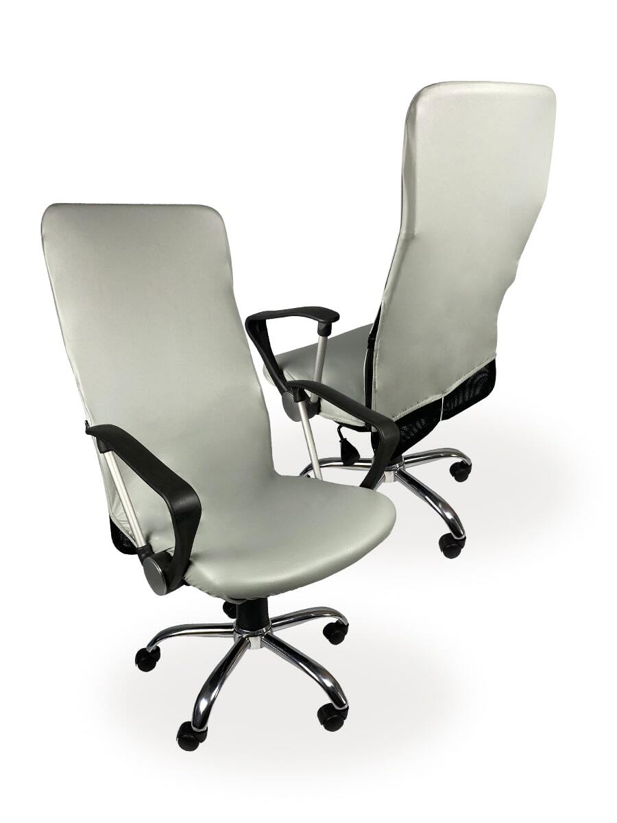 Чехол на мебель для компьютерного кресла ГЕЛЕОС 515М, размер М, кожа, светло-серый