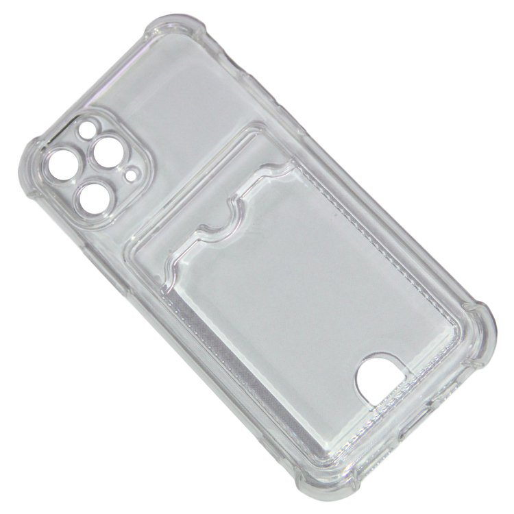 Чехол iPhone 11 Pro силиконовый с картхолдером Shockproof <прозрачный>