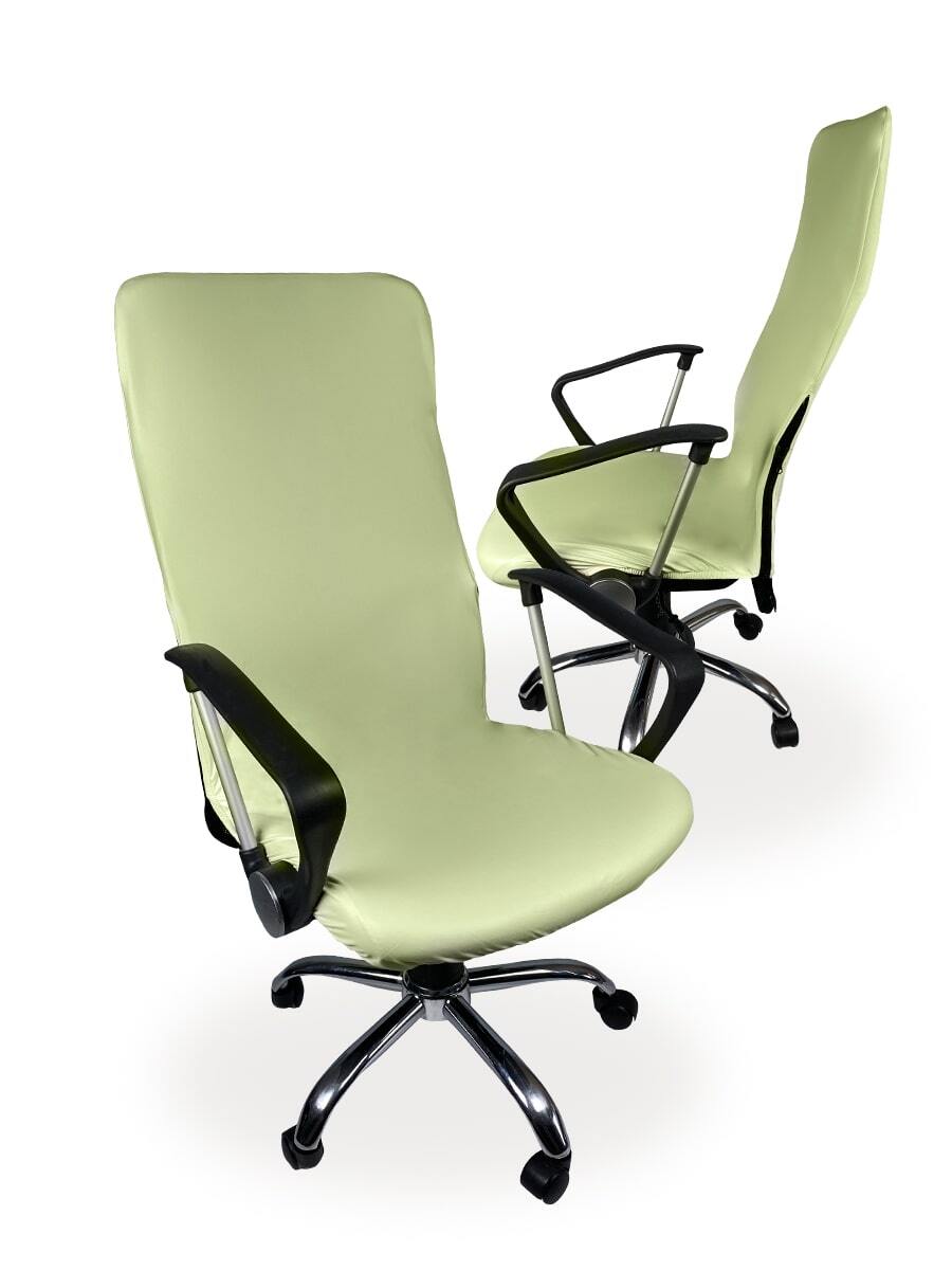 Чехол на мебель для компьютерного кресла ГЕЛЕОС 528М, размер М, кожа, зеленый чай