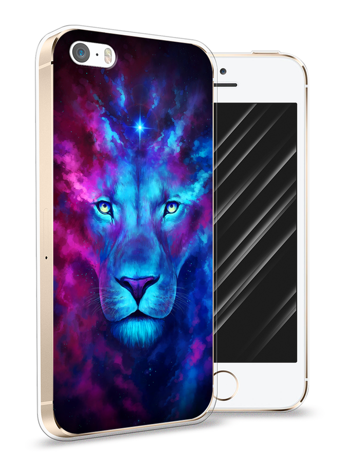 Чехол Awog на  Apple iPhone 5/5S/SE / Айфон 5/5S/SE "Космический лев"