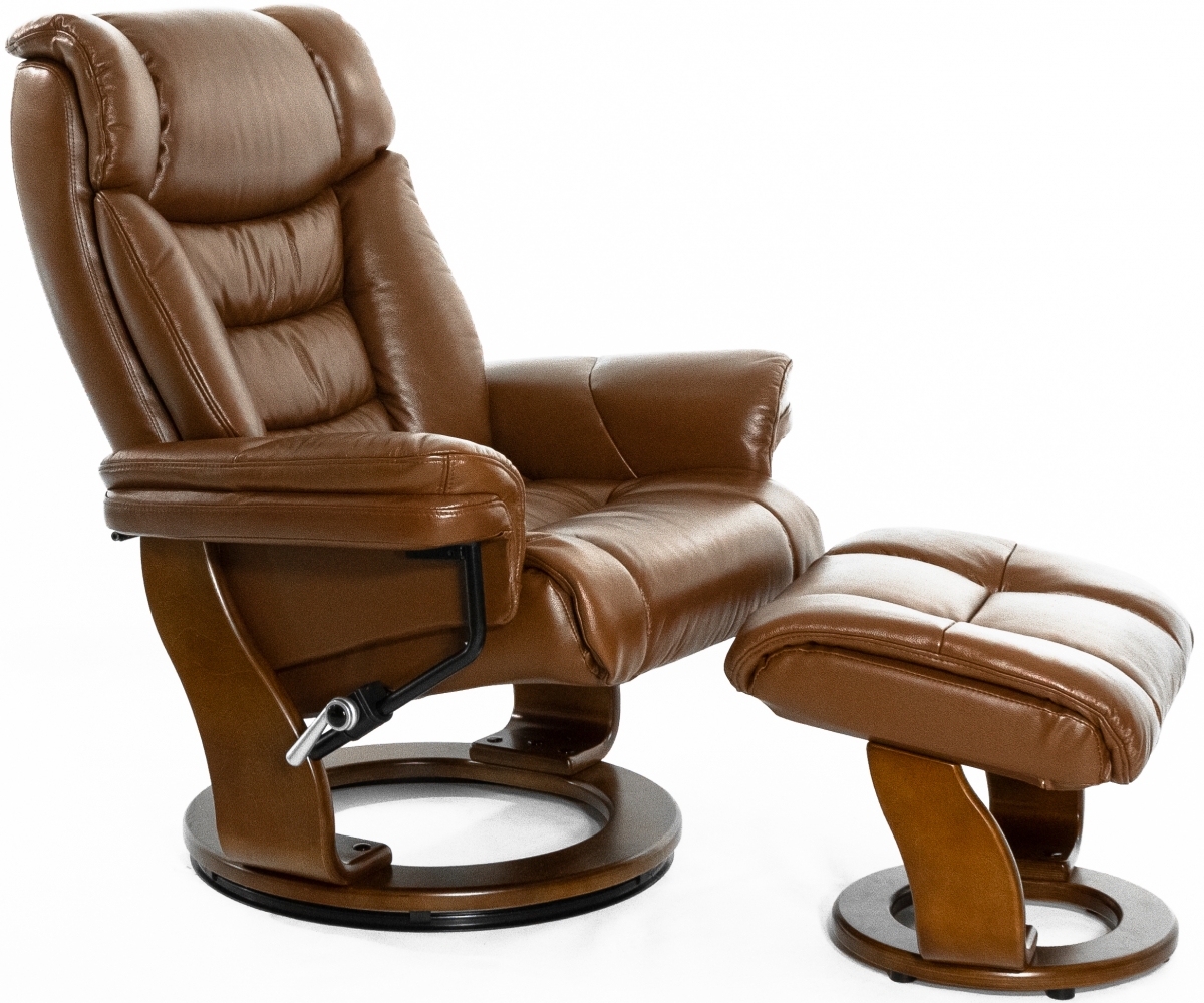 Кресло реклайнер механическое кожа Relax Zuel 7582W коричневое