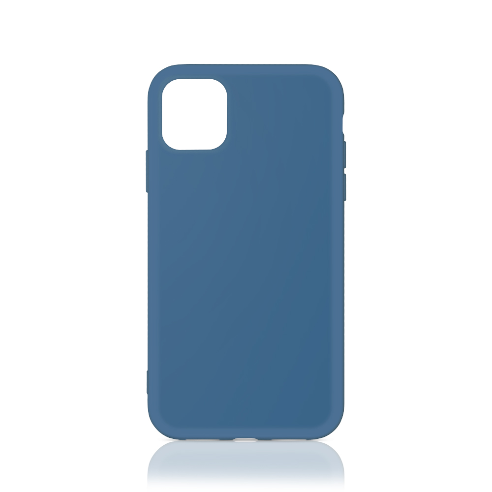 Чехол DF для iPhone 11 Pro, синий силикон с микрофиброй
