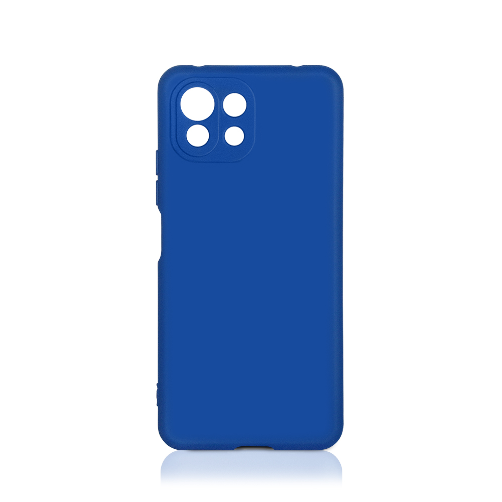 Чехол DF для Xiaomi Mi 11 Lite, син.силикон с микрофиброй