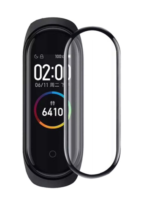 Защитное стекло для смарт часов LuxCase Mi Band 5,черная рамка, Clear, Fron (89372)