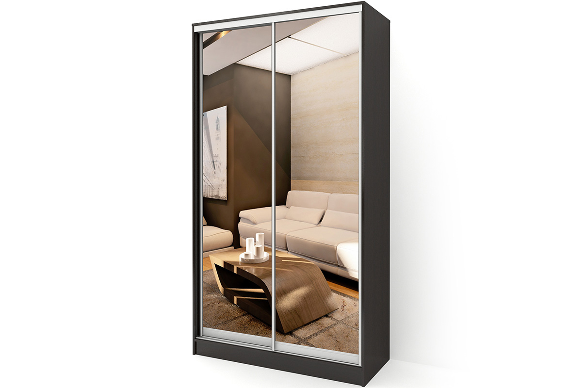Шкаф-купе для одежды МногоМеб Версаль 120x60x220 см 2 зеркальные двери, корпус венге цаво