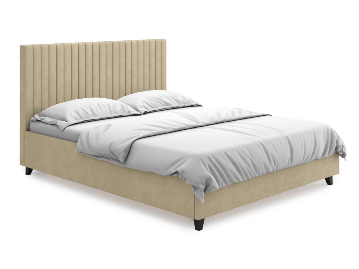 Двуспальная кровать Первый Мебельный Кейси Люкс ПМ Кремовый, велюр, 180х200 см