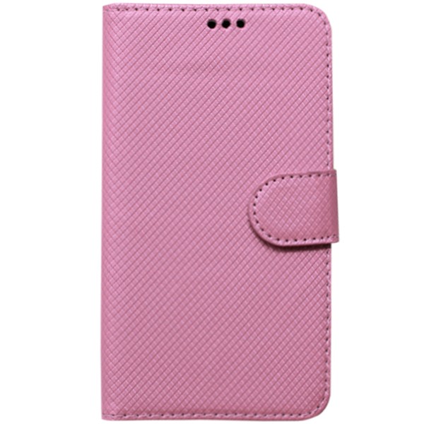 Универсальный кожаный чехол-книжка Texture (4.9-5.3") Pink