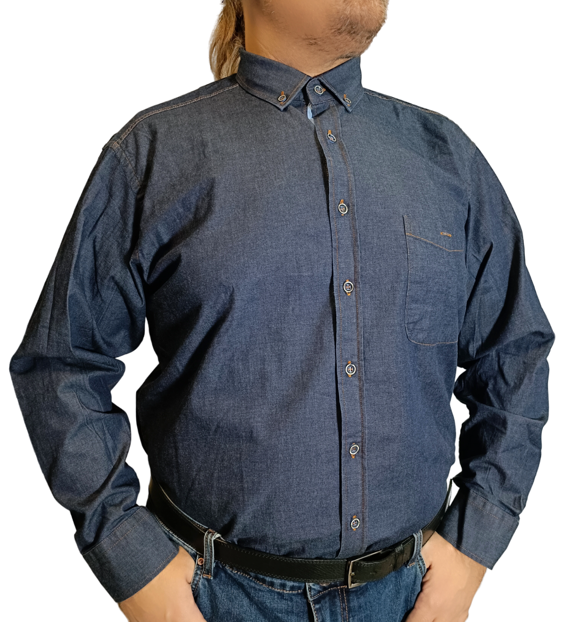 Джинсовая рубашка мужская Castelli 163111 синяя 4XL