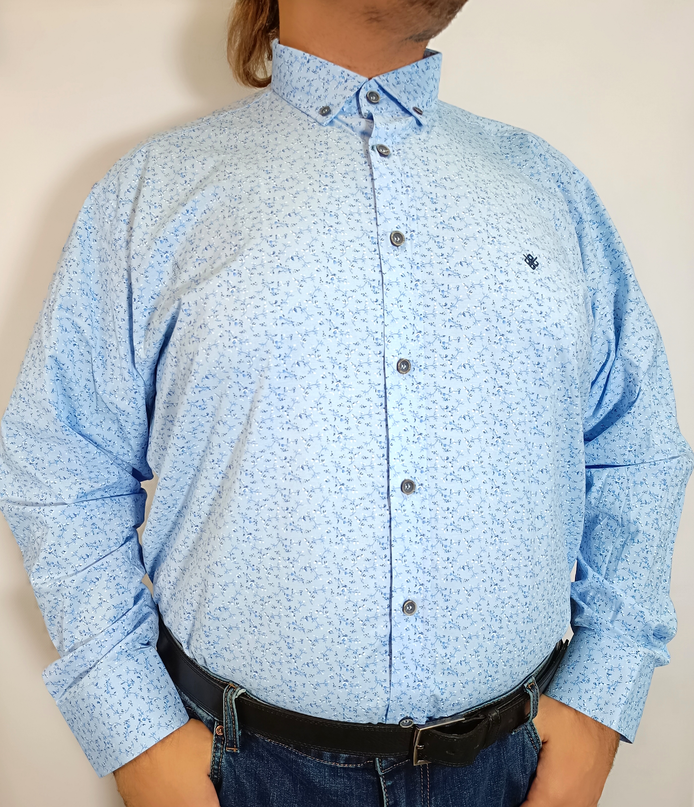 Рубашка мужская Castelli 163666 голубая 4XL