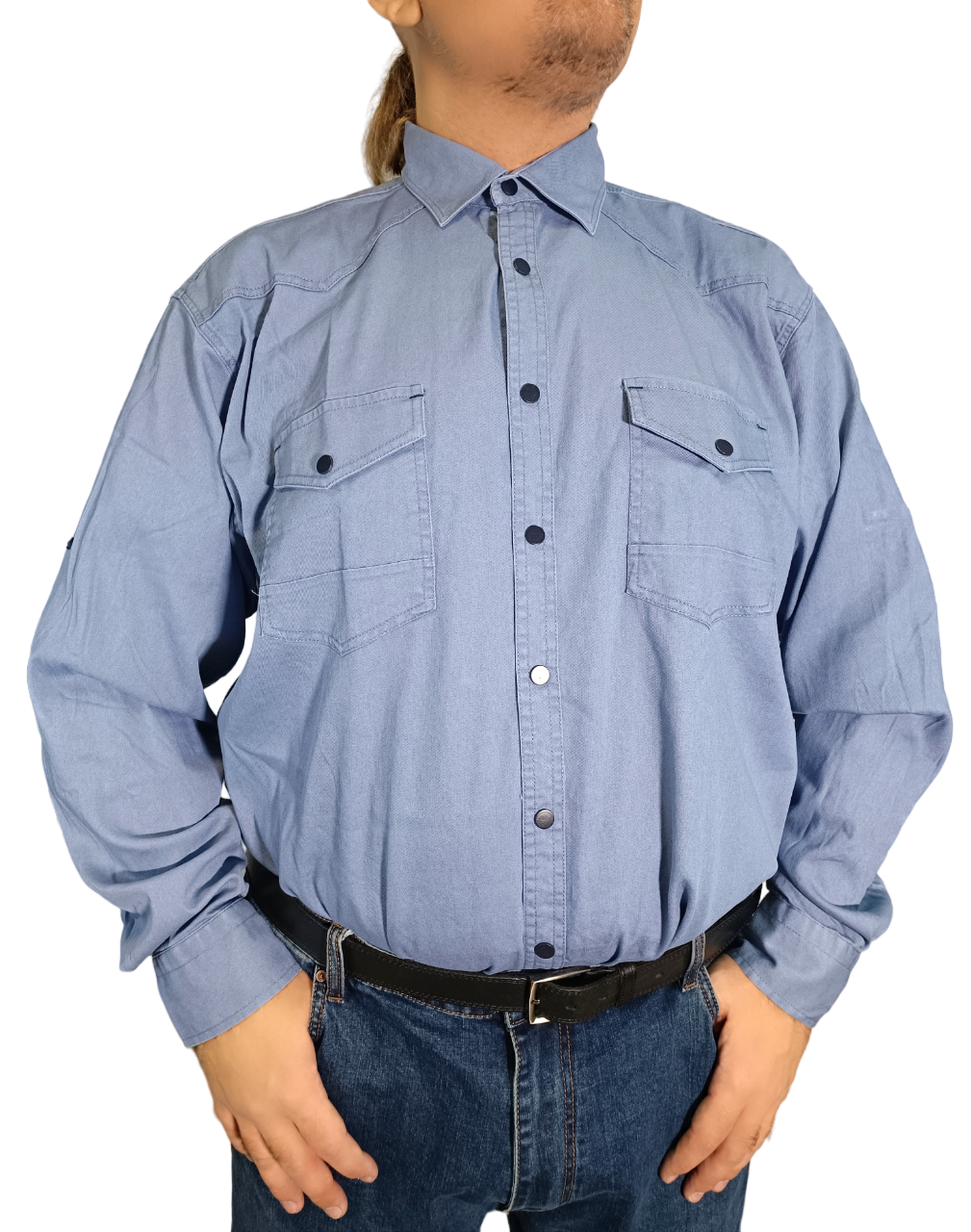Джинсовая рубашка мужская Barcotti 198033 голубая 2XL