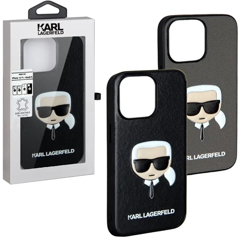 Чехол Karl Lagerfeld с человеком для iPhone 14 Plus, бежевый