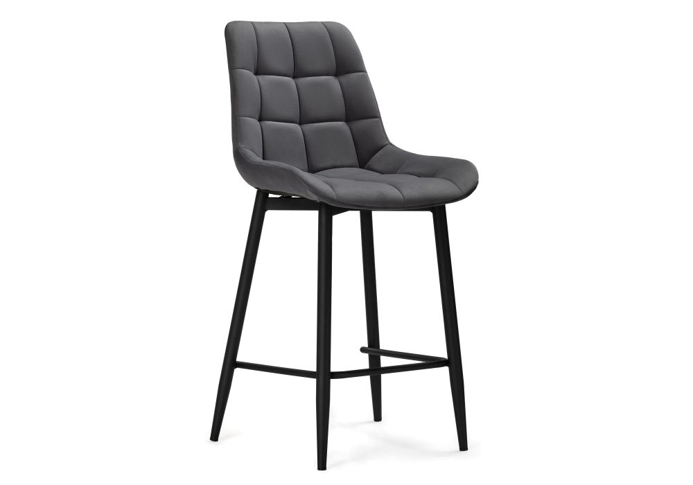 Полубарный стул Woodville Алст К, темно-серый/черный, велюр
