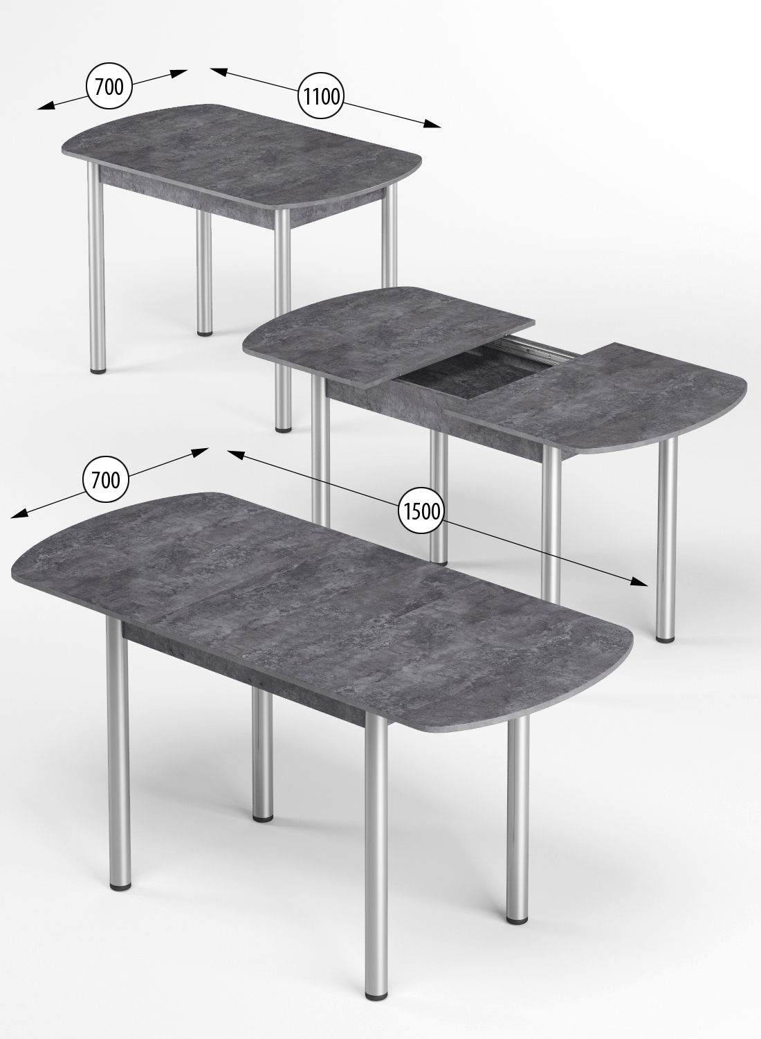Стол раздвижной для дома, REGENT style, размер 110х70х76 (150х70х76)см, хайвей
