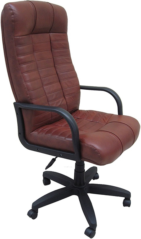 Кресло руководителя Евростиль Атлант Стандарт M-PP, обивка: кожа, цвет: коричневый