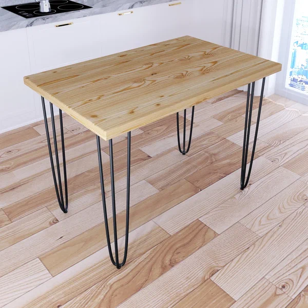 Стол кухонный Solarius Loft металл-дерево 110x70х75 без покрытия с черными ножками