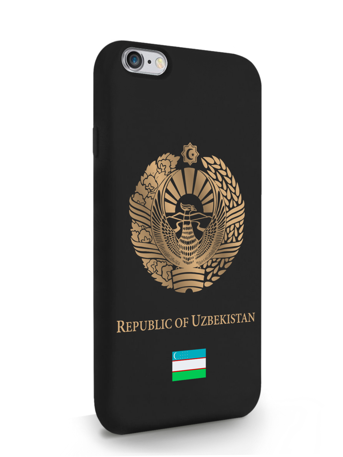 Чехол SignumCase для iPhone 6/6s Золотой Герб Узбекистана, черный