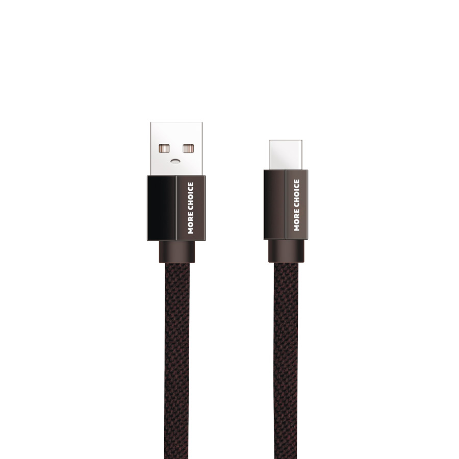 Дата-кабель More choice K20a USB 2.1A для Type-C плоский нейлон 1м  1м Black