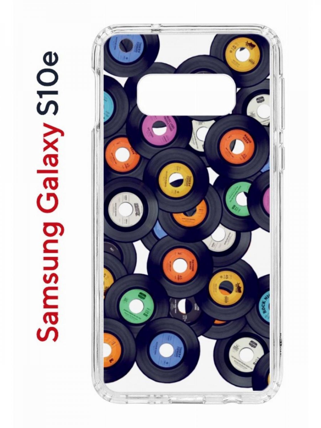 Чехол на Samsung S10e Kruche Print Виниловые пластинки,противоударный бампер с принтом