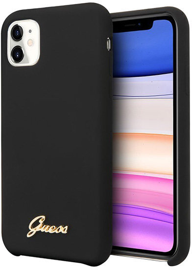 Чехол CG Mobile Guess Silicone collection Gold metal logo Hard для iPhone 11  Черный