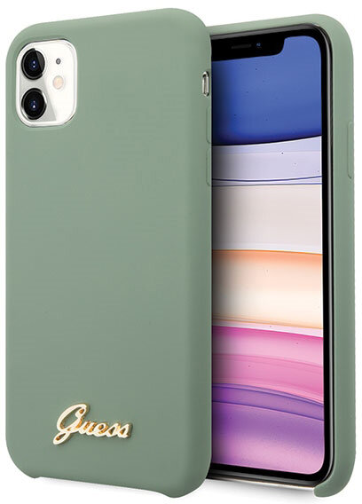 Чехол CG Mobile Guess Silicone collection Gold metal logo Hard для iPhone 11  Зеленый